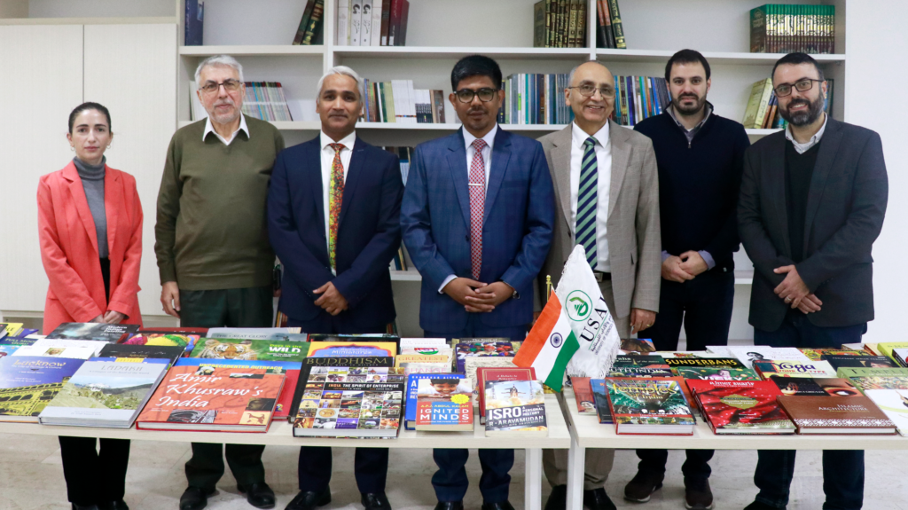 The Indian Embassy presents a collection of various books to the USAL ...